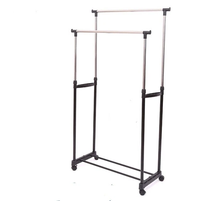 PORTE-CINTRE DOUBLE, RÉGLABLE en hauteur, télescopique, avec roulettes ...