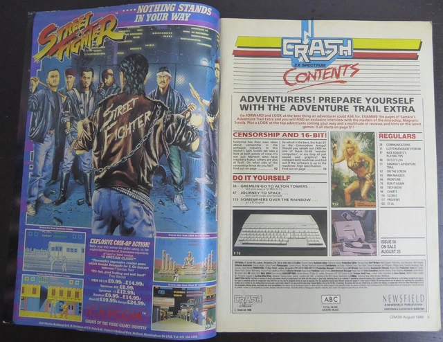 CRASH ZX SPECTRUM Magazine No.55 AUGUST 1988 With EXTRA ADVENTURE TRAIL ...