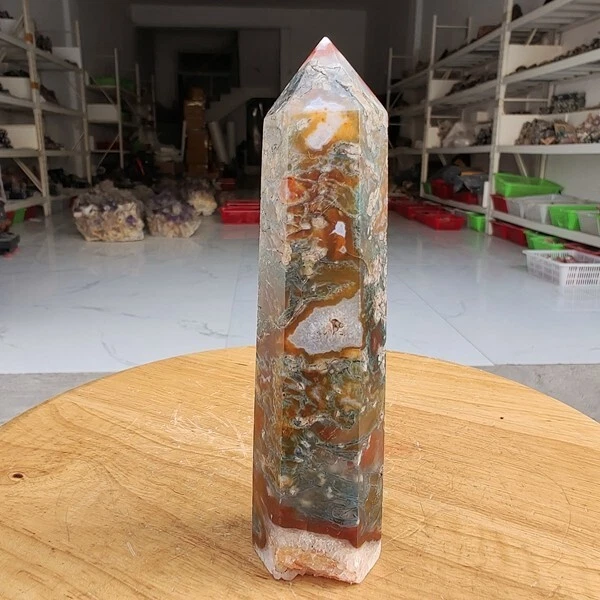 310G NATURAL RED aquatic agate obelisk Quartz Crystal Point energy ...