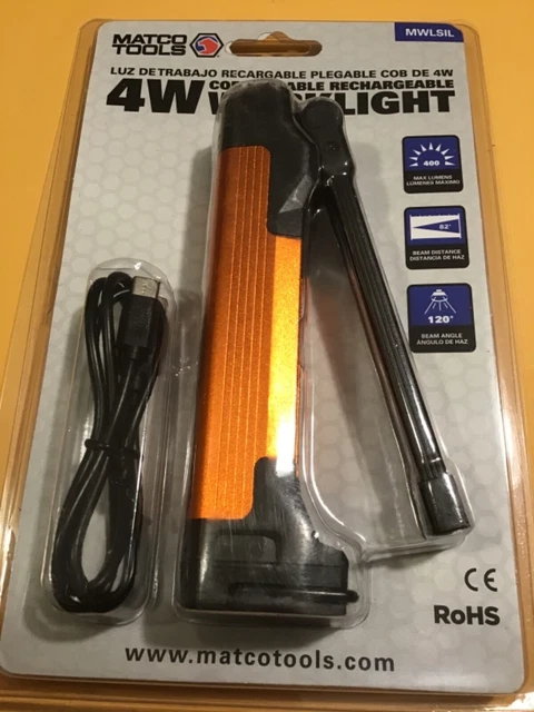 MATCO TOOLS 400 Lumen USB Rechargeable Magnetic Snap Folding Work Light ...