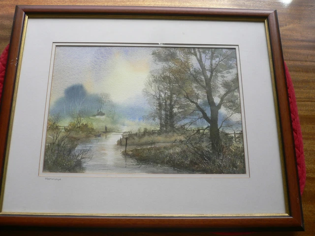 LARGE WATERCOLOUR PAINTING Peter Robinson 'Footbridge' Framed & Glazed ...