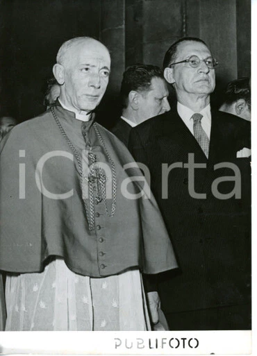 1950 CA MILANO Card. Ildefonso SCHUSTER con Alcide DE GASPERI *Foto ...