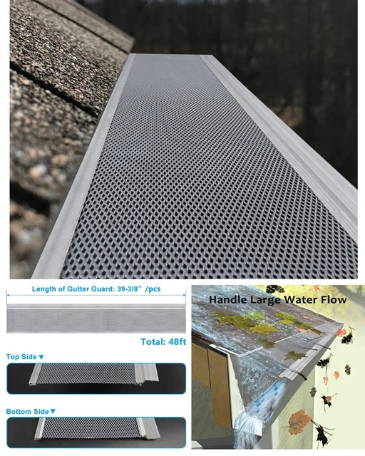 GUTTER GUARD MESH 5 in Stainless Steel 15 Pack 48 Feet Leaf Debris ...