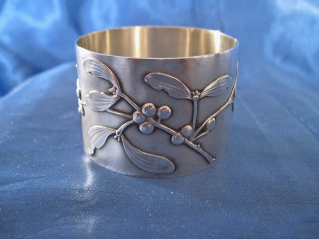 ROND DE SERVIETTE art nouveau gui argent massif Murat 1897-1910 EUR 105 ...