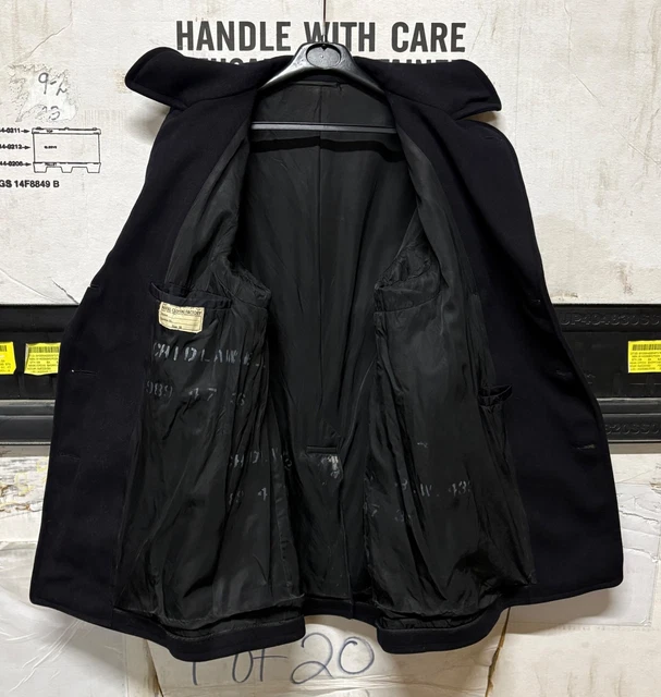 GENUINE RARE US Navy Ww2 Naval Clothing Factory Peacoat Blue 100% Wool ...