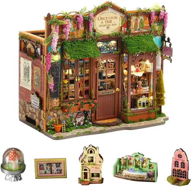 DIY DOLLHOUSE MINIATURE Kit, Mini Fairy Tale Shop Puzzle Model 1:24 ...