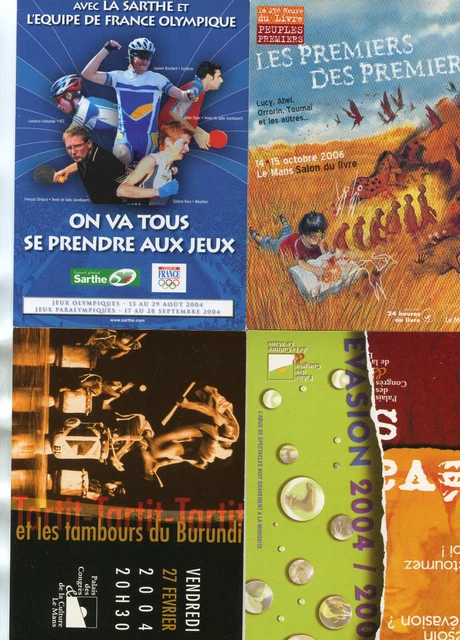 LA SARTHE LE MANS LOT de 4 cartes de Pub sur la Culture Les Loisirs Le ...