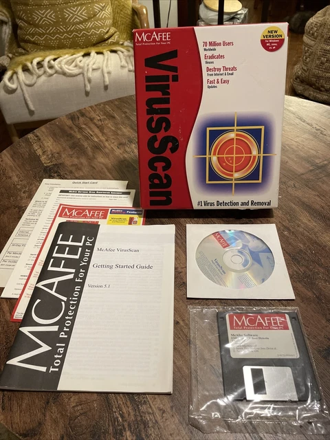 SOFTWARE DE ANÁLISIS antivirus MCAFEE VIRUS SCAN Windows 95 98 ME 2000 ...