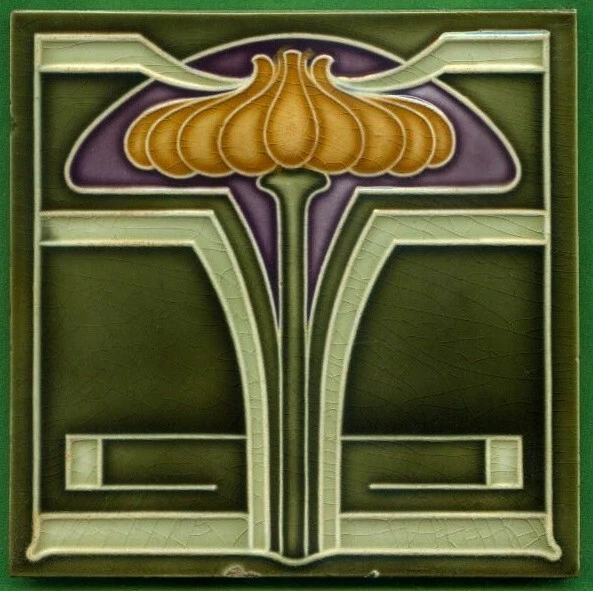 JUGENDSTIL FLIESE KACHEL, Art Nouveau Tile, Tegel, NSTG, Blume groß, Flower big EUR 34,90 ...