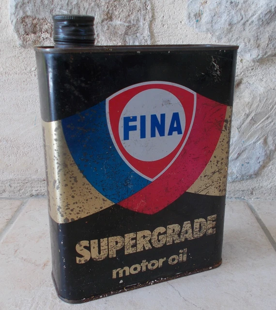 ANCIEN BIDON D'HUILE Moteur FINA SUPERGRADE France Vintage oil can ...