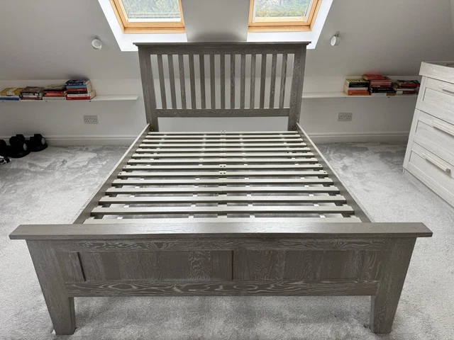 WILLOW LIGHT GREY Double Bed - Solid Oak From Oak Furnitureland £260.70 ...