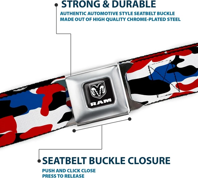 `RAM LOGO FULL Color Black/White - 1.0`` Seatbelt Belt - Ram (US IMPORT ...