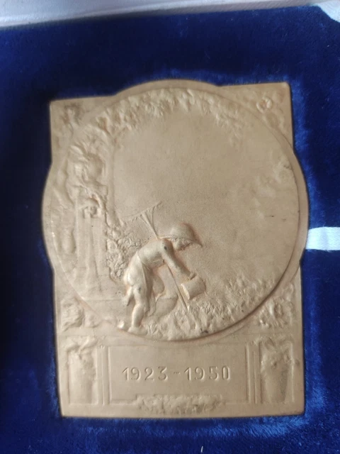 MÉDAILLEDE TABLE BRONZE Doré Jules Fonson boîte avec support d'origine ...