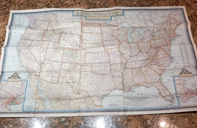 THE NATIONAL GEOGRAPHIC Magazine Map Of The United States of America ...