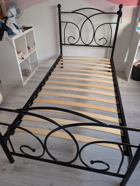 BLACK METAL SINGLE bed frame £21.50 - PicClick UK