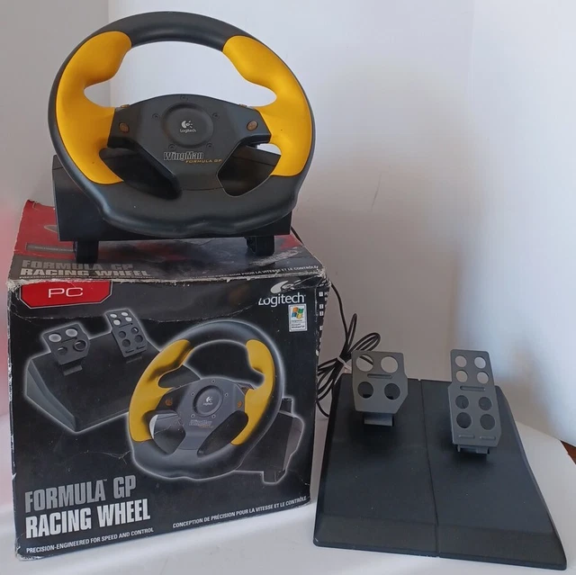 LOGITECH WINGMAN USB Racing Steering Wheel Yellow Formula GP w/Pedals ...