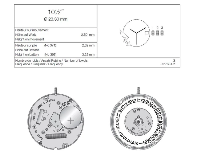 ETA F05.111 MOVIMENTO al quarzo 10 1/2 H0 SC CLD @3 EUR 42,95 - PicClick IT