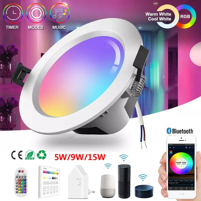 LED EINBAUSTRAHLER BLUETOOTH WIFI RGB+WW+CW Decken Einbauspot Dimmar 5W ...