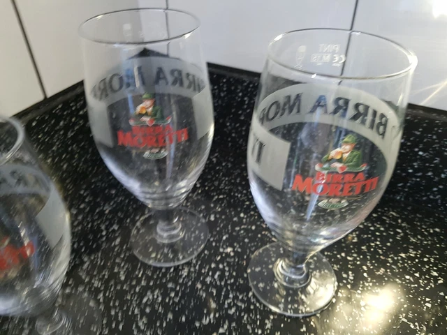 4X BIRRA MORETTI Glasses - Pint & Half Pint Glasses & Beer Mats - Brand ...