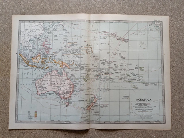 1902 MAP OF Oceania Oceanica Pacific antique vintage Britannica 10th £7 ...