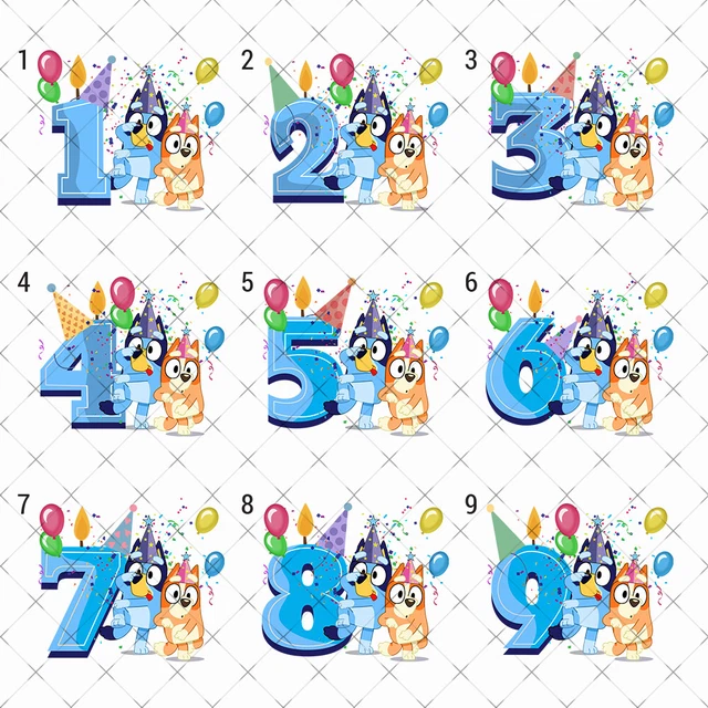 BLUEY BIRTHDAY BOY Number DTF Iron On Heat transfer sticker for t-shirt ...