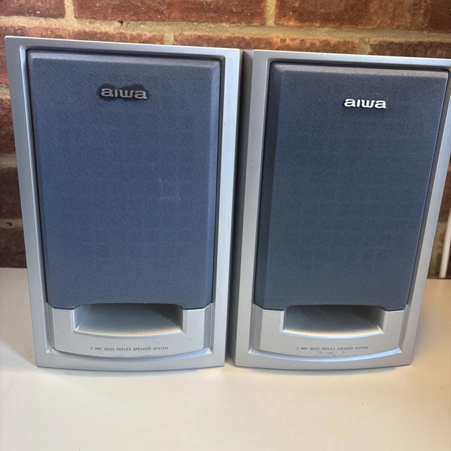 AIWA 2 WAY Bass Reflex Speaker System 16 Ohm Grey Blue Tested Working £ ...