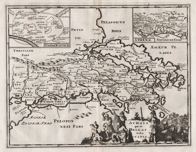 GRÈCE ATHÈNES ELLADA Carte Map Carte Cluver 1697 EUR 49,36 - PicClick FR