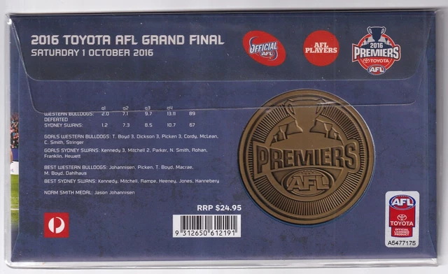 AUSTRALIAN PNC COVER: 2016 Afl Premiers Western Bulldogs Commenorative Medallion EUR 30,16 ...