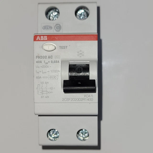 INTERRUPTEUR DIFFÉRENTIEL ABB FH202 AC 40 A 230V EUR 10,00 - PicClick FR