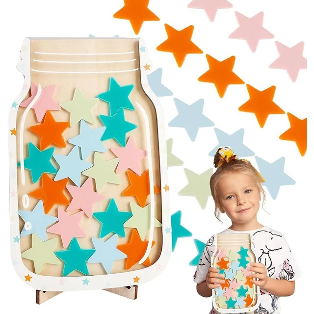 HEART KIDS STAR Reward Jars Wooden Classroom Reward Jar With Tokens ...