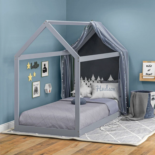 HOMCOM WOODEN SINGLE Bed Frame with Tree House Style Refurbished £99.99 ...