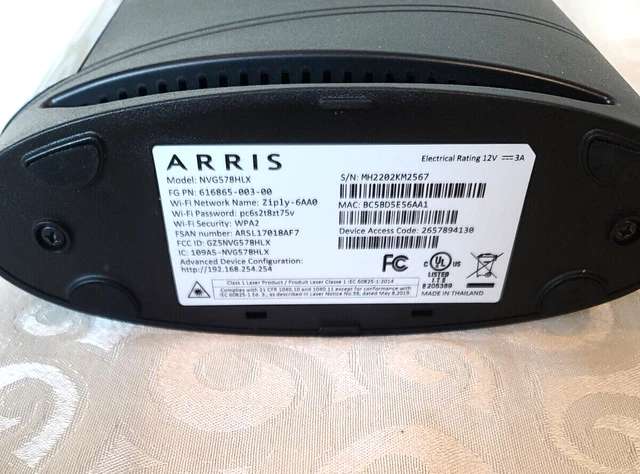 ARRIS NVG578HLX ZIPLY Fiber GPON Gateway WiFi 6 Wireless Router /w Cord ...
