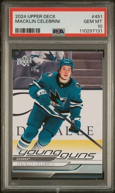 2024-25 UPPER DECK Series 2 Macklin Celebrini Young Guns RC PSA 10 #451 ...