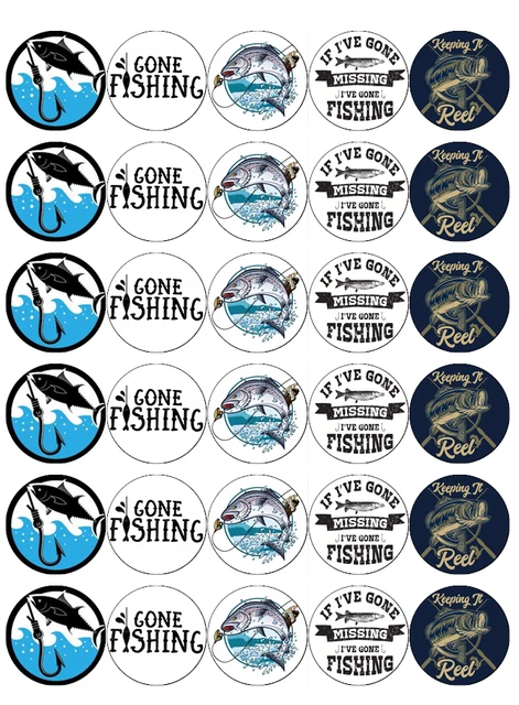 30X FISH FISHING Cupcake Toppers Edible Wafer Paper Fairy Cake Toppers ...