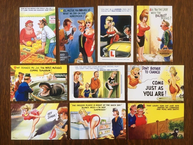 10 BAMFORTH SAUCY RUDE NUDE SEASIDE COMIC HUMOUR Vintage POSTCARDS £23. ...