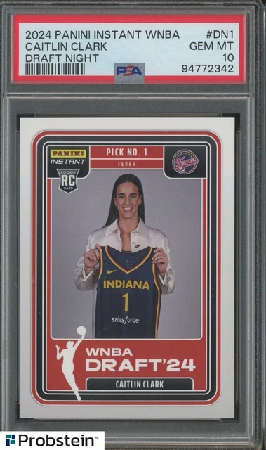 2024 PANINI INSTANT WNBA Draft Night Caitlin Clark RC Rookie PSA 10 GEM ...
