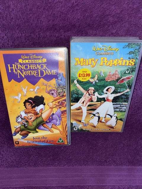 WALT DISNEY VHS Bundle Hunch Back Of Notre Dame & Mary Poppins New ...