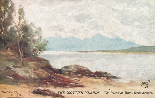 VINTAGE TUCK'S OILETTE Scottish Islands The Island of Rum from Arisaig ...