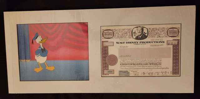 WALT DISNEY PRODUCTIONS Stock Certificate Donald Duck Animation Cel Matted 125 00 PicClick walt-disney-productions-stock-certificate-donald-duck-animation-cel-matted-125-00-picclick
