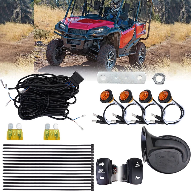 ATV UTV SXS Turn Signal Street Legal LED Light Kit Horn For Polaris RZR ...