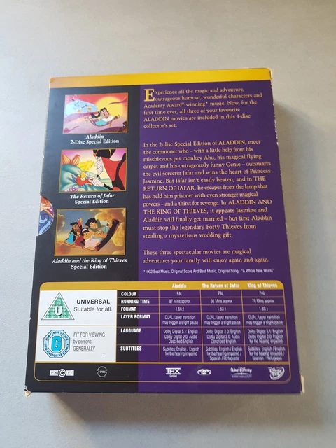 THE ALADDIN TRILOGY (Box Set) (DVD, 2004) Walt Disney 4 Disc Collector ...