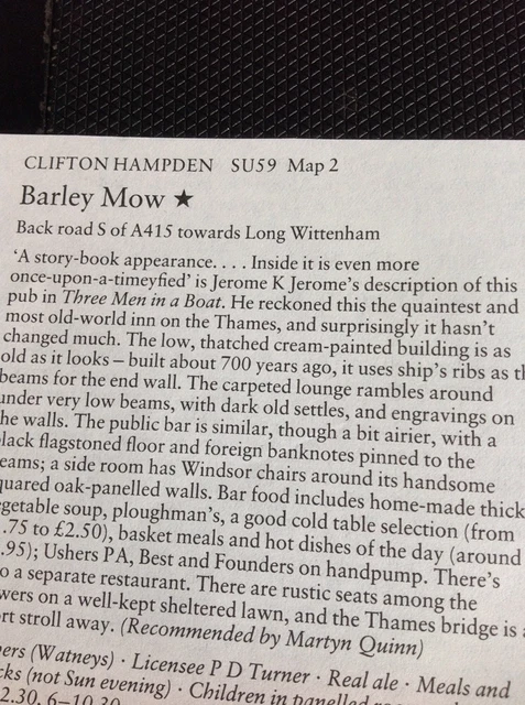 M1-3 1984 EPHEMERA small article the Pub Barley Mow Clifton Hampden P D ...