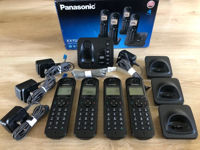 PANASONIC KX-TGC224EB DECT Cordless Phone with Answering Machine - Quad ...