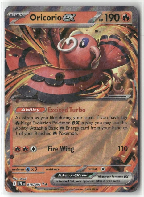 POKEMON ORICORIO EX - Double Rare ME02: Phantasmal Flames 018/094 NM £2 ...