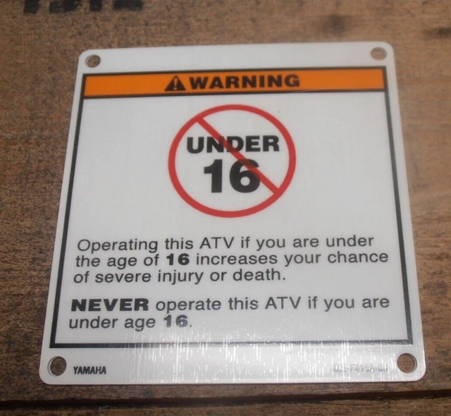 YAMAHA GRIZZLY QUAD Age Warning plate 4XE-F415A-00 NOS.Bagged. £11.99 ...