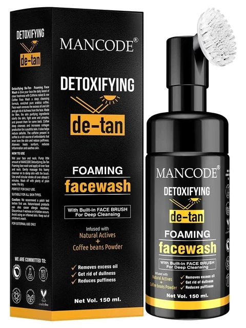 MANCODE DE-TAN FOAMING Face Wash With Built in Face Brush For Men 150 ml EUR 19,43 - PicClick FR