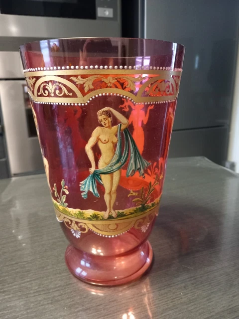 VASE EN VERRE Émaillé Decor De Grasses EUR 60,00 - PicClick FR