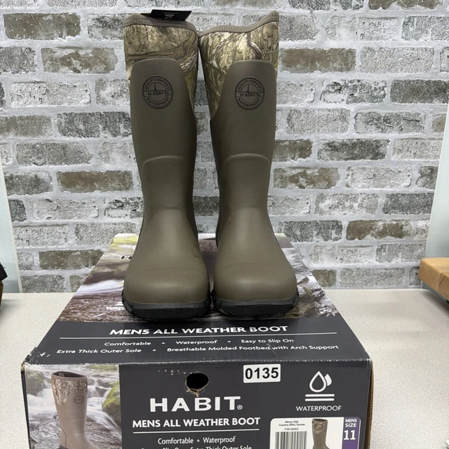 HABIT MEN'S ALL-WEATHER Waterproof Rubber Boot, Mossy Oak Size 11 ...