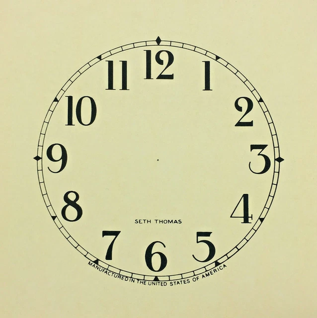 ANTIQUE REPLACEMENT SETH Thomas 5" Paper Clock Dial With Arabic ...