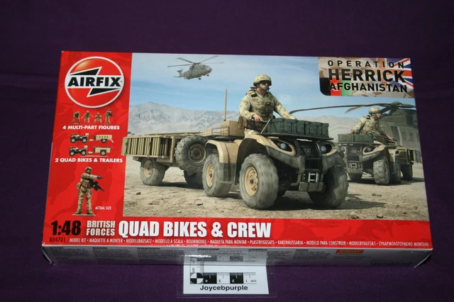 AIRFIX BRITISH ARMY 2 Quad Bikes, Trailers & Crew 1:48 scale model kit ...